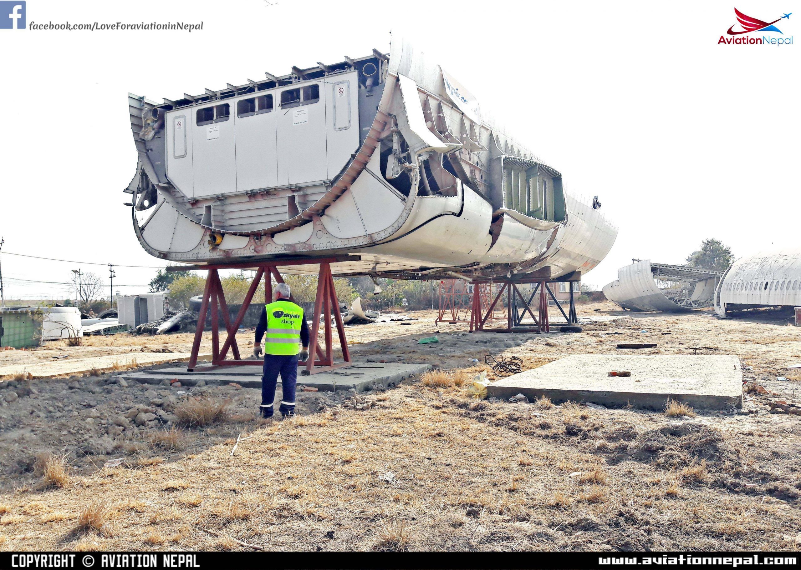 Retired Turkish Airlines' plane being assembled at museum site