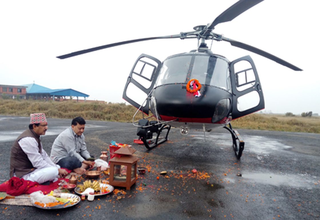 Fishtail Air’s newly arrived AS 350 B3+ helicopter ready for commercial ...