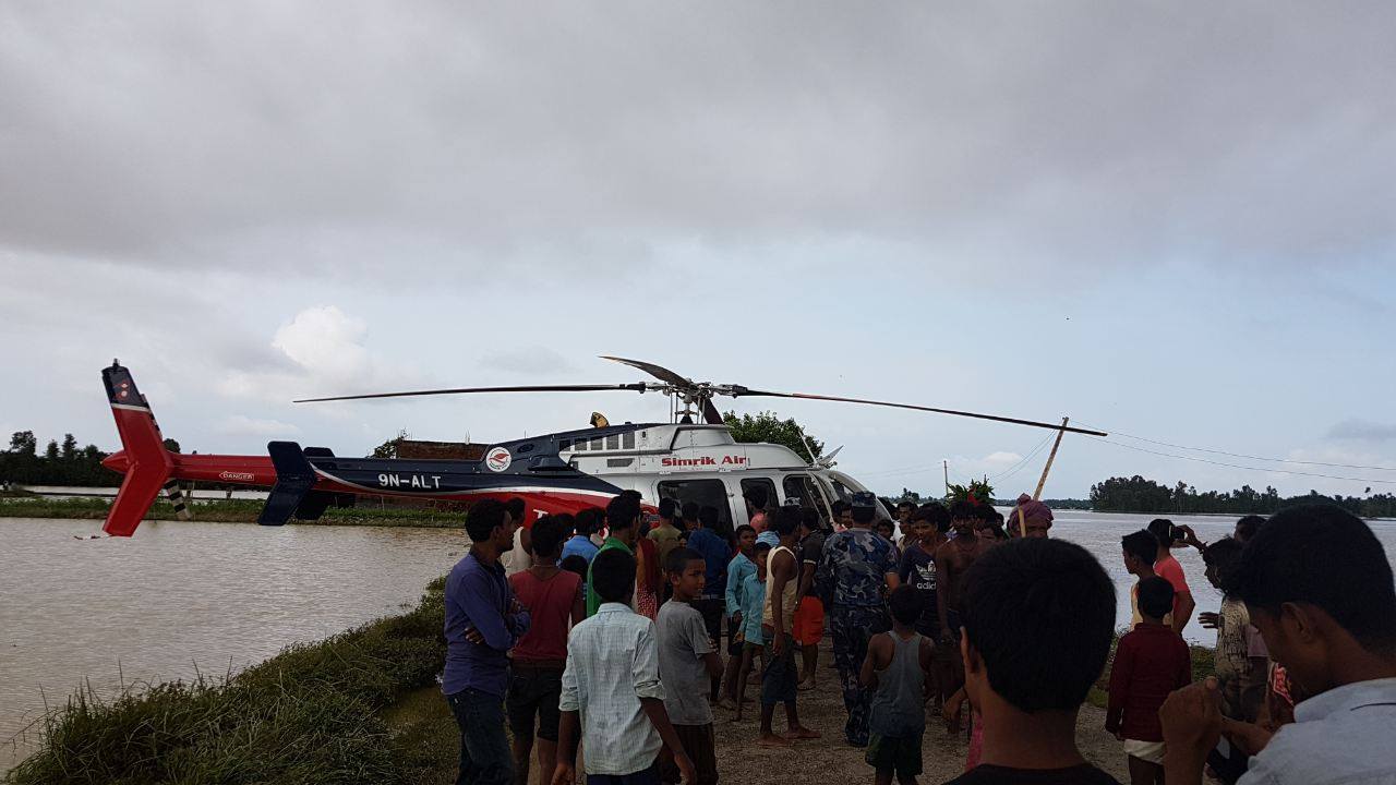 Simrik Air leading rescue and relief activity at flood affected region