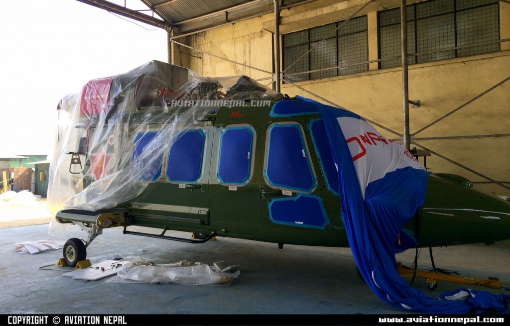 Reassembling process of Nepalese Army’s new Agusta AW139 initiated