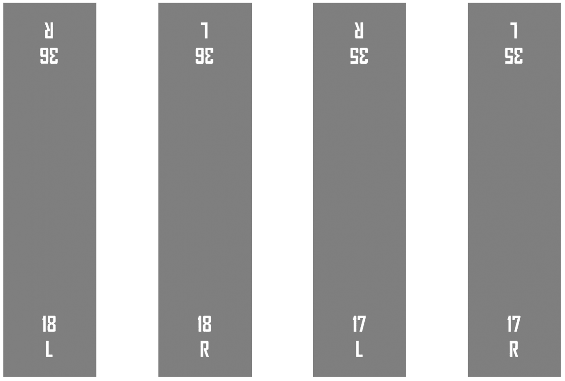 Airport markings and signs used to ensure safe landing and taxing